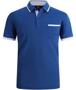 swisswell blue polo shirts for men short sleeve t-shirts golf tennis outdoor sport shirt (blue, 2xl)