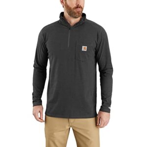 carhartt men's force relaxed fit midweight long-sleeve quarter-zip mock-neck t-shirt, carbon heather, large