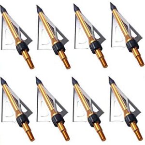 PG1ARCHERY 12 Pack 3 Fixed Blade Archery Hunting Broadheads 100 Grain with Case Arrow Head Screw-in Tips for Compound Bow & Crossbow (Golden)