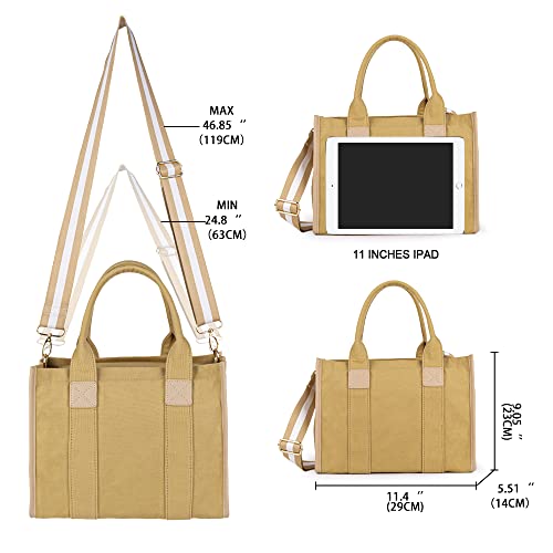 Canvas Tote Bag for Women Top Handle Handbag Crossbody Tote Bag for Women Canvas Tote Bag with Zipper Trendy Shoulder Bag Everything Tote Bag with Adjustable Strap