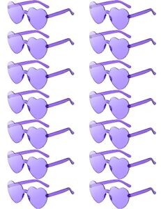 luckychris 14 pcs purple heart sunglasses for women transparent heart shaped sunglasses bulk fun sunglasses pack for party favor