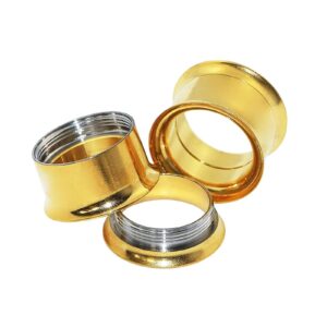 ayoiow 2pcs surgical steel ear plugs gauges, 24mm gold ear tunnels and plugs gold hoop ear tunnels and plugs 15/16