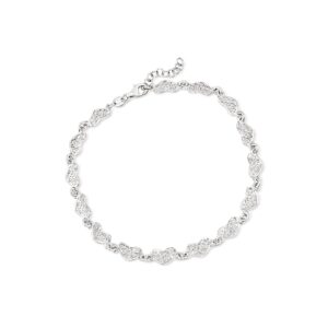 ross-simons italian sterling silver filigree heart-link anklet. 9 inches