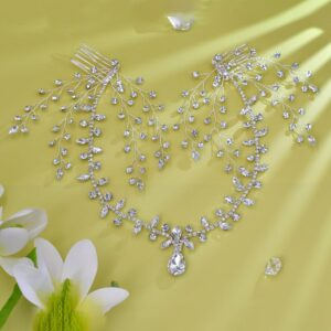 HONGMEI Wedding Headband for Women Rhinestone Bridal Headpieces with Pendant Bridal Forehead Chain Wedding Hair Accessories for Brides