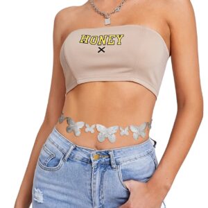 Formery Sexy Crystal Body Chain Shiny Rhinestone Butterflies Waist Chain Beach Daily Party Belly Chains Accessories for Women