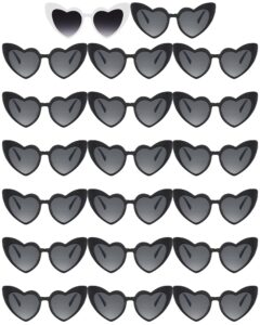 flutesan 20 pairs heart shaped sunglasses vintage heart glasses women bachelorette sunglasses for wedding party(white, black with gray lenses)