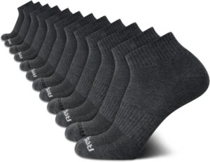 reebok men's quarter socks - 12 pack performance cushion comfort socks - breathable athletic ankle socks for men (6-12.5), size 6-12.5, all grey