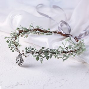 MOSTORY Fairy Flower Crown Women - Elf Headpiece Forest Floral Headband Woodland Circlet for Women Renaissance Halloween Accessory Renfaire Cosplay