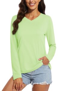 magcomsen womens upf 50+ sun protection shirt long sleeve uv shirt lightweight quick dry hiking outdoor pale green, m