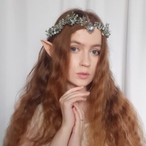 MOSTORY Fairy Flower Crown Women - Elf Headpiece Forest Floral Headband Woodland Circlet for Women Renaissance Halloween Accessory Renfaire Cosplay