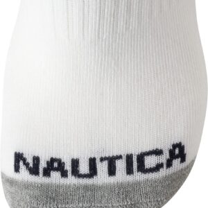 Nautica Men's Low Cut Socks - 8 Pack Comfort Cushioned Athletic Ankle Socks for Men - Casual Men's Sports Socks, Size 6-12.5, White Stripe