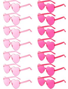 luckychris 14 pcs pink&rose red heart sunglasses for women transparent heart shaped sunglasses bulk fun sunglasses pack for party favor