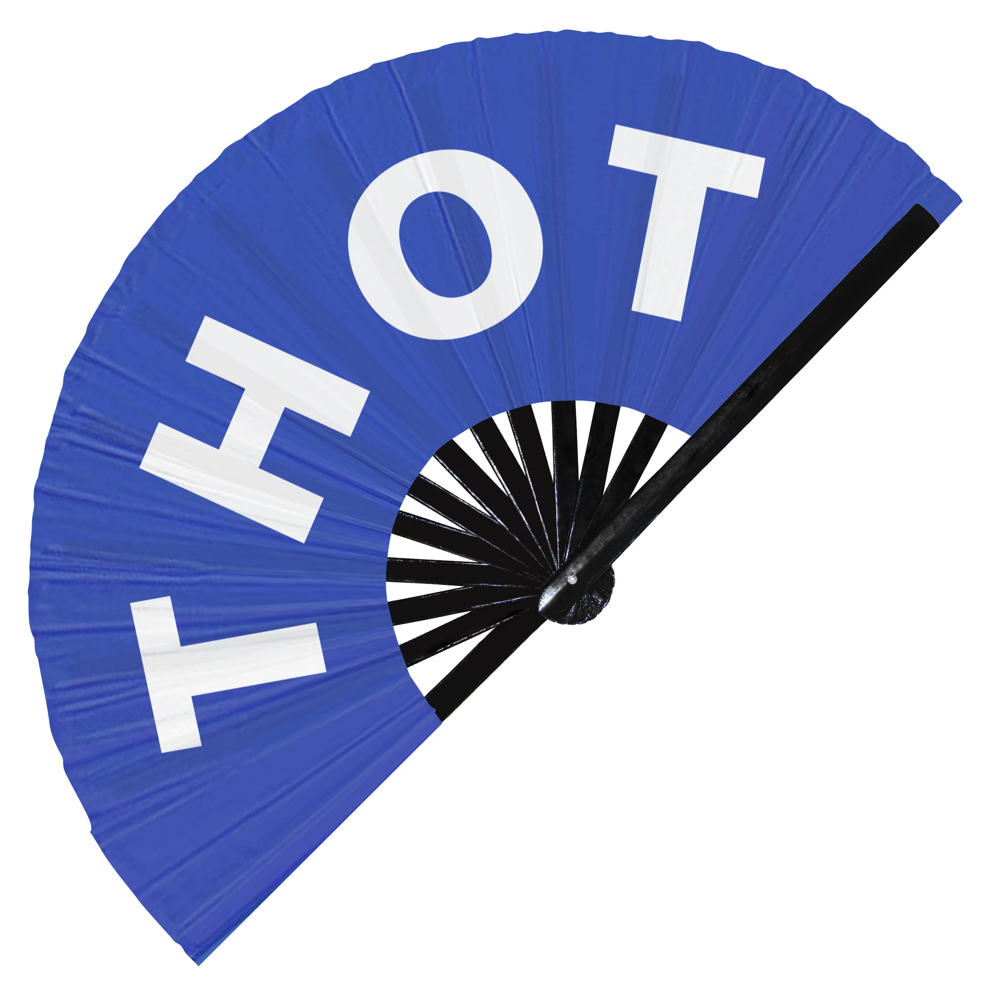 Thot Hand Fan Foldable Bamboo Circuit Hand Fan Funny Gag Curse Words Expressions Statement Gifts Festival Accessories Rave Handheld Circuit Event Fan Clack Fans (Blue)