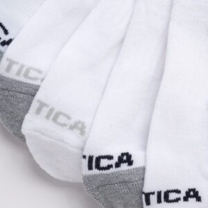 Nautica Men's Low Cut Socks - 8 Pack Comfort Cushioned Athletic Ankle Socks for Men - Casual Men's Sports Socks, Size 6-12.5, White Stripe