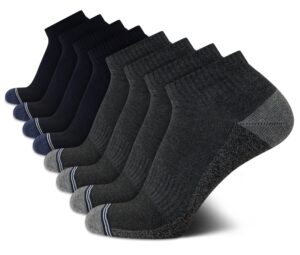 nautica men's quarter socks - 8 pack comfort cushioned athletic ankle socks for men - casual men's sports socks, size 6-12.5, grey heathernavy