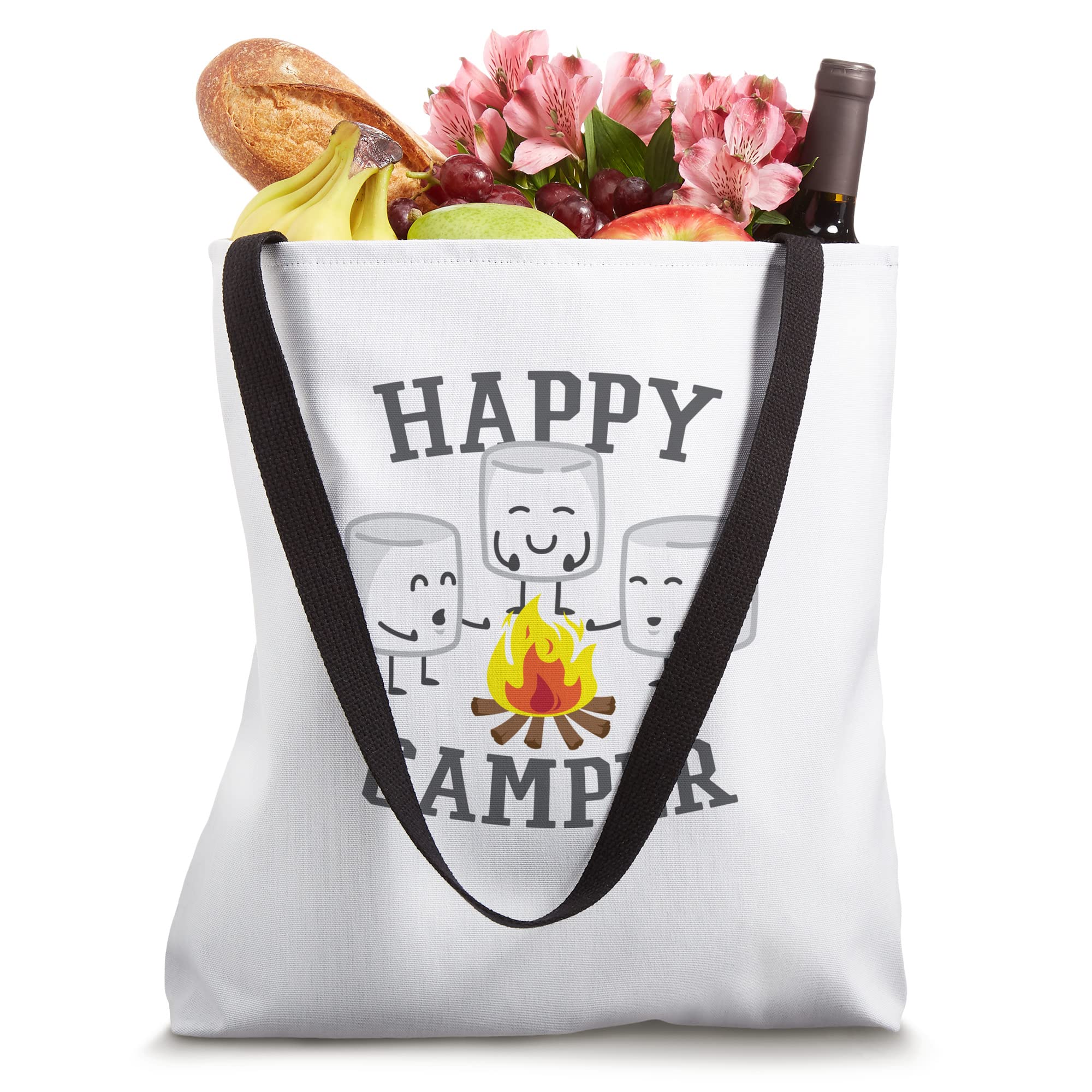 Happy Camper Camping Marshmallows Roasting Smores Bonfire Tote Bag