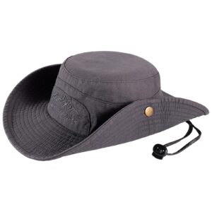 obling sun hat, fishing hat upf 50 wide brim bucket hat safari boonie hat (b-grey)