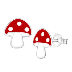 10mm red kinoko mushroom studs solid 925 sterling silver push back earrings