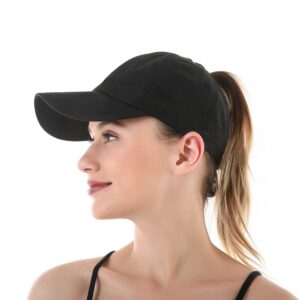 vikodah ponytail baseball cap for women girls,outdoor quick dry mesh baseball hat adjustable black