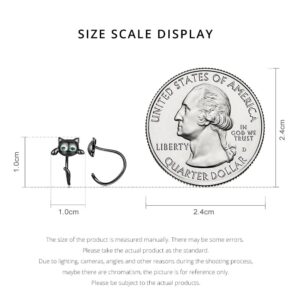 Cat Earrings Black Gold plated 925 Sterling Silver Black Cat Open Half Hoop Earrings with 5A CZ Hypoallergenic Cute Animal Cat stud Cartilage Earrings Jewelry Gifts for Women