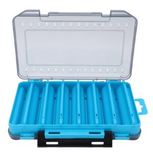 Folanda Double Sided Lure Box, Breathable Plastic Double Sided Fishing Tackle Box with Anti Lost with Handle, Waterproof Space Saving Tackle Storage Organizer for Outdoor Fishing(Blue)