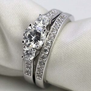 Couple Rings Matching Rings 1CT CZ Wedding Ring Sets for Him and Her Wedding Bands