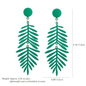 RUOFFETA Palm Leaf Earrings for Women, Tropical Leaf Dangle Earrings Boho leaf Statement Earrings Fashion Jewelry(Green)