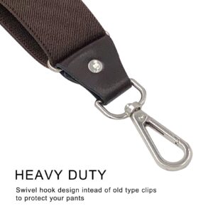 Men's Suspenders with Swivel Hooks and Elastic Straps Y-back, for Heavy Duty, Big and Tall (Coffee)