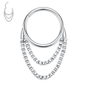 septum jewelry 16g septun rings silver daith earrings surgical steel septum clicker chain nose ring rook earrings seamless conch piercing jewelry septum cartilage helix tragus hoop earrings 8mm