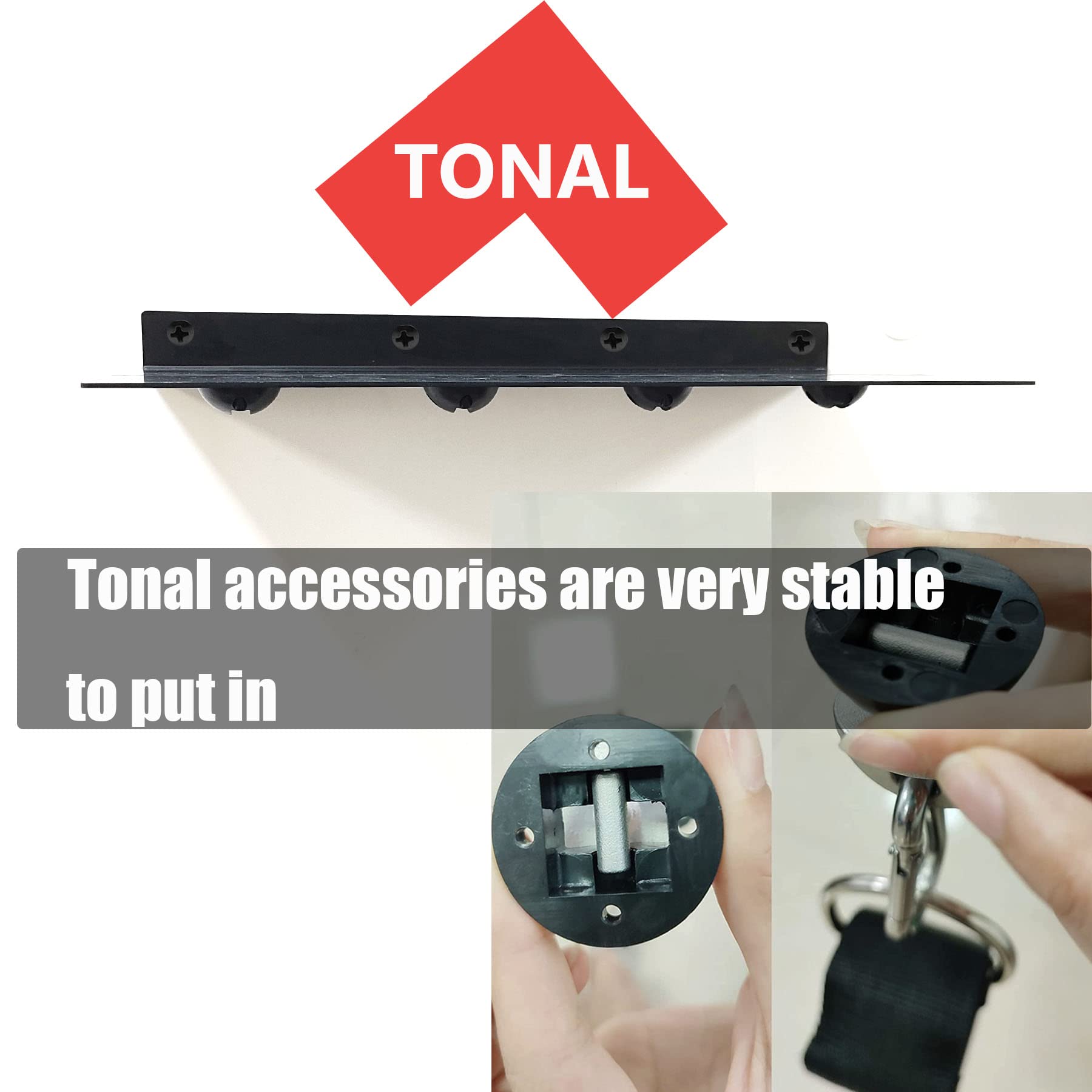 JILINWEI Metal 16” Tonal Floating Accessory Shelf with 4 Pcs Tonal Accessory Shelf Clips/Mounts/Brackets for Tonal Gym Gear,Black(Clips are Installed)