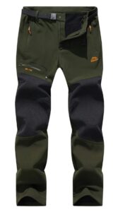 benboy men's snow ski outdoor waterproof windproof fleece cargo hiking pants,an-sf1602m-army green-2xl