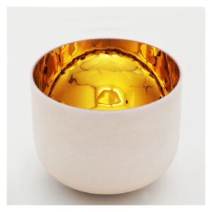 zzzyw 11 inch gold chakra tuned frosted quartz crystal singing bowl cdefgab any one note for sound healing meditation mind focus (color : 432hz note g)