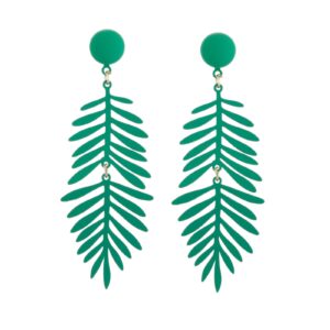 ruoffeta palm leaf earrings for women, tropical leaf dangle earrings boho leaf statement earrings fashion jewelry(green)