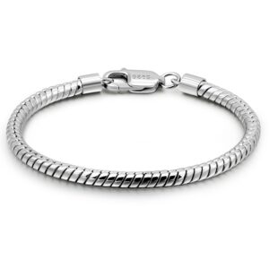 dankadi italy smooth 3mm 4mm round snake chain bracelet solid 925 sterling silver men women 6.3" 6.7" 7" 7.5" 8" 8.5" 9" 9.5" bangle charm jewelry gift (4mm, 6.7 inches)