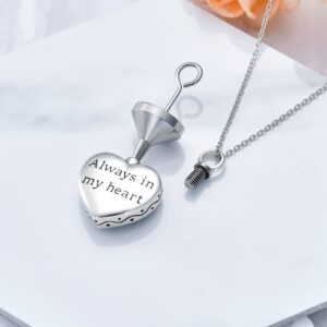 LONAGO Urn Necklace for Cat 925 Sterling Silver Always in My Heart Cat Ashes Memorial Pendant Necklace Jewelry