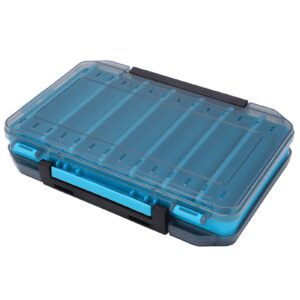 Folanda Double Sided Lure Box, Breathable Plastic Double Sided Fishing Tackle Box with Anti Lost with Handle, Waterproof Space Saving Tackle Storage Organizer for Outdoor Fishing(Blue)