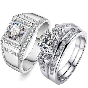 couple rings matching rings 1ct cz wedding ring sets for him and her wedding bands