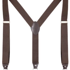 Men's Suspenders with Swivel Hooks and Elastic Straps Y-back, for Heavy Duty, Big and Tall (Coffee)