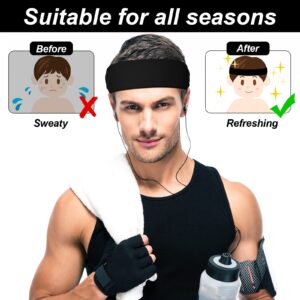 8 Pcs Sports Headbands for Men Women Absorbent Head Sweatbands Cooling Workout Headband Stretchy Unisex Hairband for Yoga Running Cycling Softball Football Fitness Exercise Soft