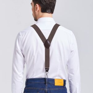 Men's Suspenders with Swivel Hooks and Elastic Straps Y-back, for Heavy Duty, Big and Tall (Coffee)