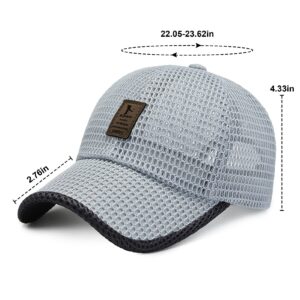 SHAWHERE Unisex Breathable Full Mesh Hat, Summer Mesh Baseball Cap Trucker Hat, Baseball Cap for Men Women Outdoor Sports (Light Grey+Navy Blue)