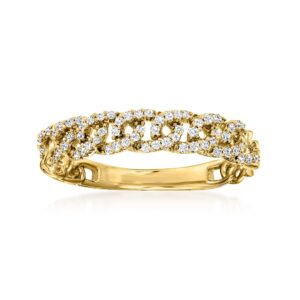 rs pure by ross-simons 0.20 ct. t.w. diamond curb-link ring in 14kt yellow gold. size 8