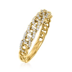 RS Pure by Ross-Simons 0.20 ct. t.w. Diamond Curb-Link Ring in 14kt Yellow Gold. Size 8