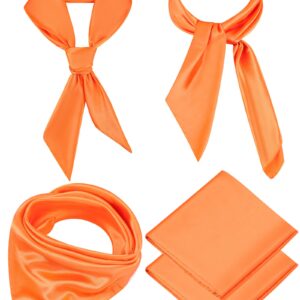 2pcs Orange Large Square Scarf Halloween Costume Head Scarf Neck Scarf Skinny Scarf Headscarf for Men Women, 35 x 35 Inch