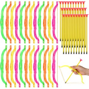 30 pieces kids bow and arrow sets funny bow and arrow shooter set plastic archery set bow and arrow toy for target outdoor game sport boys girls party favors gifts, 5 colors