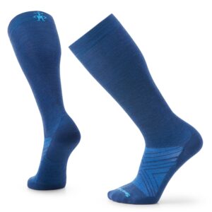 smartwool ski zero cushion merino wool over the calf socks for men and women, alpine blue, medium