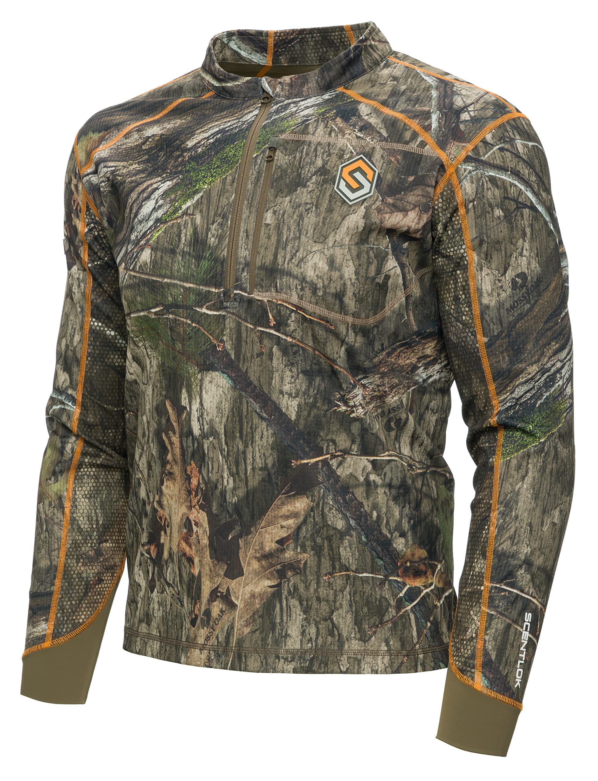 ScentLok Savanna Aero Attack V2 1/4 Zip Lightweight Camo Hunting Shirt for Men (Mossy Oak Country DNA, Large)