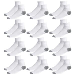 12 pairs mens womens sports socks ankle low cut crew quarter comfort white 9-11