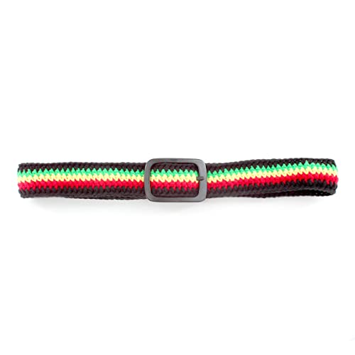 VOARYISA Hand Knitted Cotton Women's Belt With Black Zinc Alloy Buckle Jamaican Rasta Afro Caribbean (Rasta)