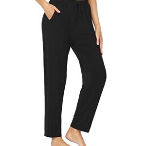 ASIMOON Sweatpants for Women Comfy Wide Leg Yoga Pants with Pockets Stretch High Waist Loose Lounge Jogging Pants